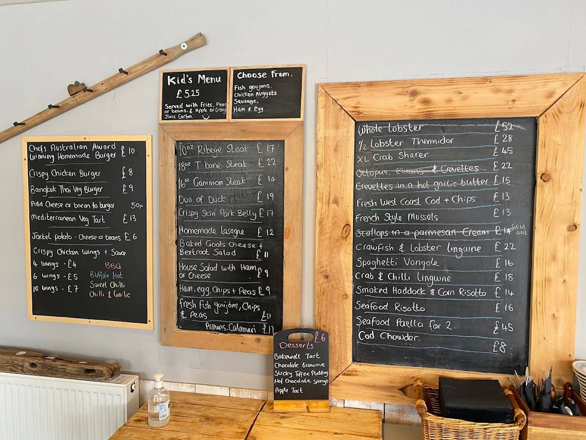 Menu at The Quayside restaurant, Stourport-on-Severn