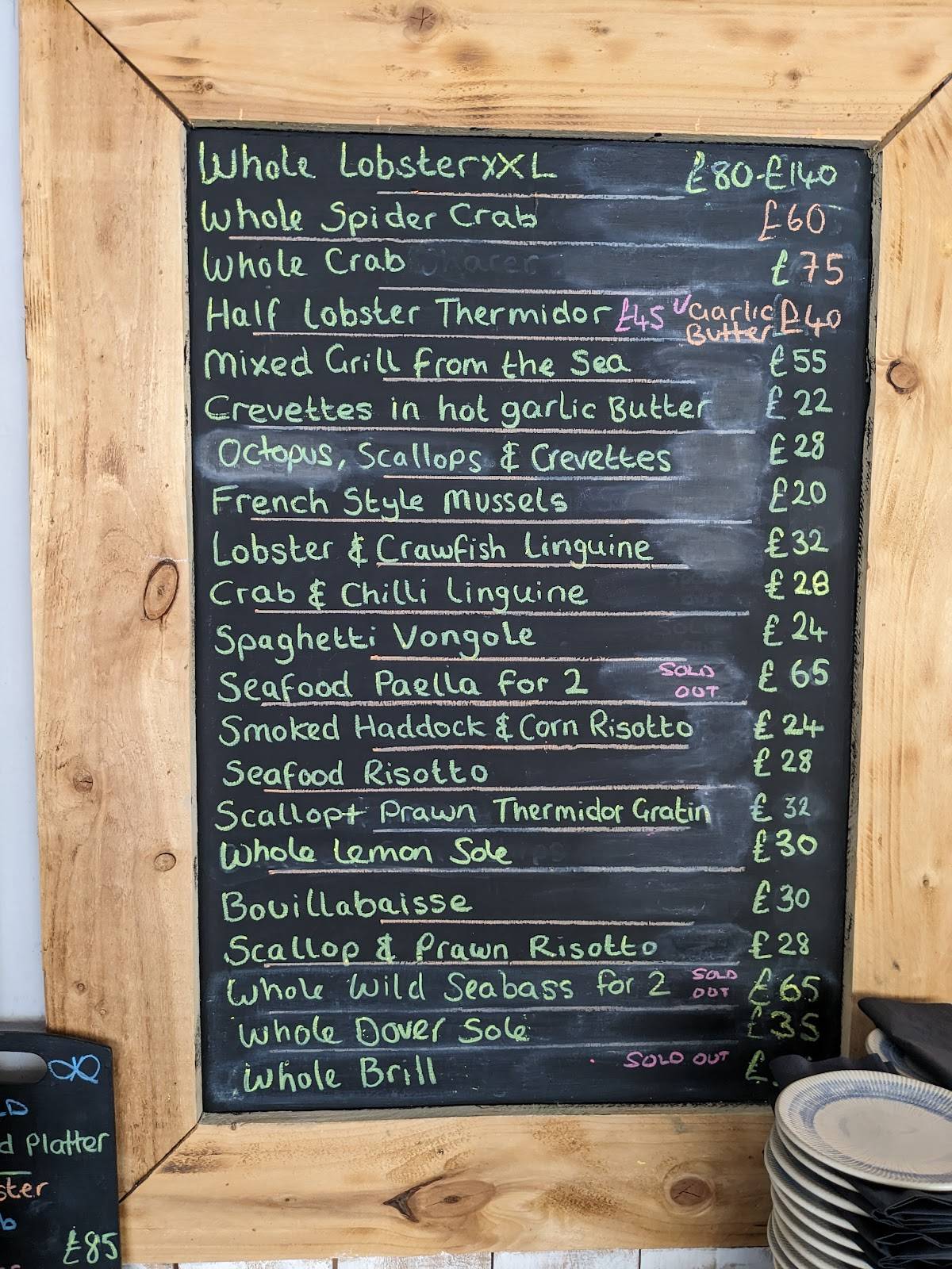 Menu at The Quayside restaurant, Stourport-on-Severn