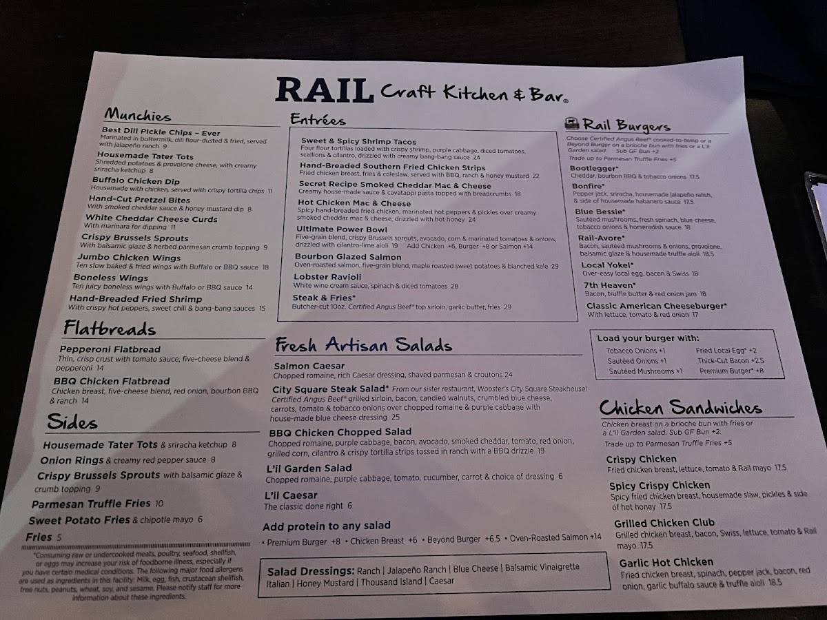 Menu at Rail Craft Kitchen & Bar - Dublin, Dublin