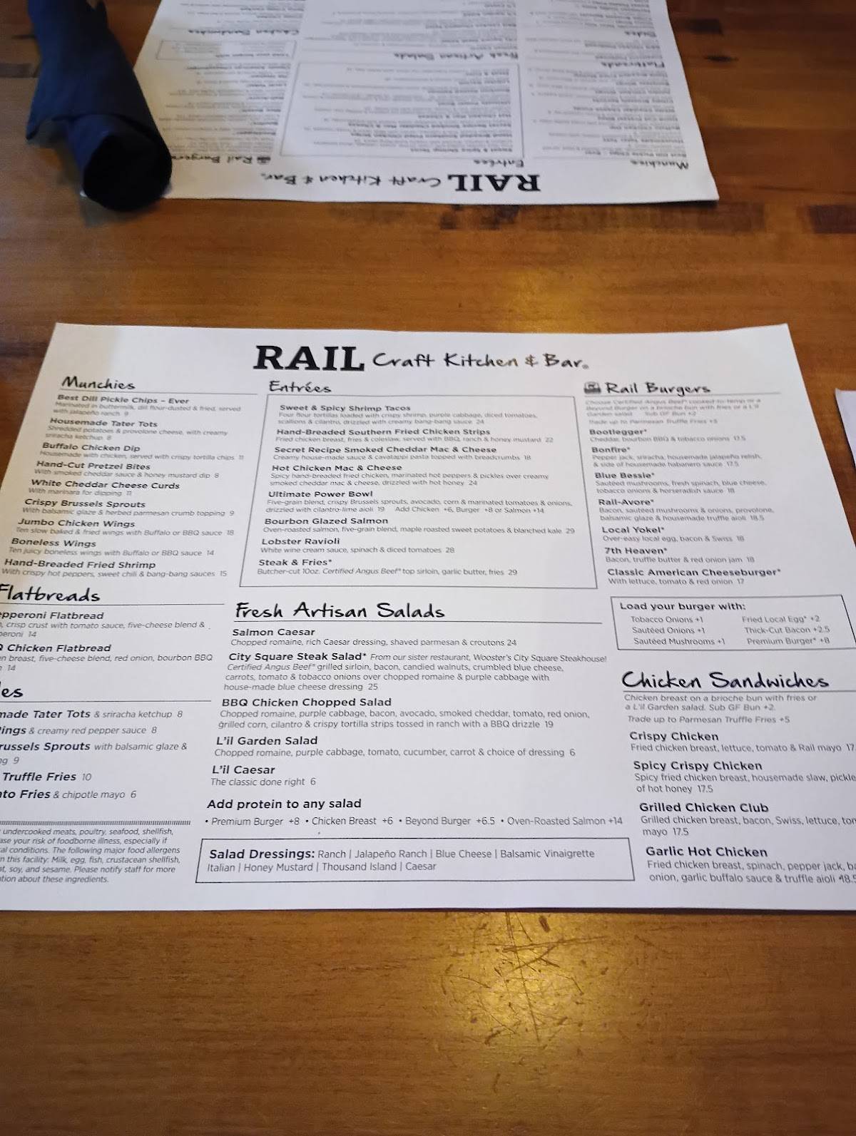 Menu at Rail Craft Kitchen & Bar - Strongsville, Strongsville