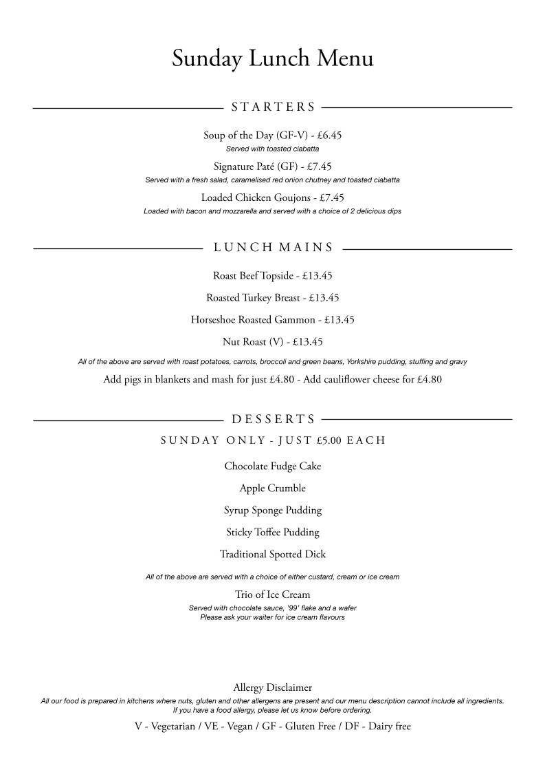 Menu at The Railway Inn, Congleton pub & bar, Congleton