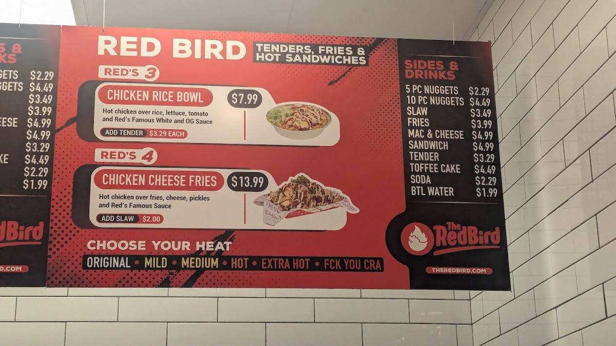 Menu at The Red Bird Hot Chicken & Fries fast food, Reston