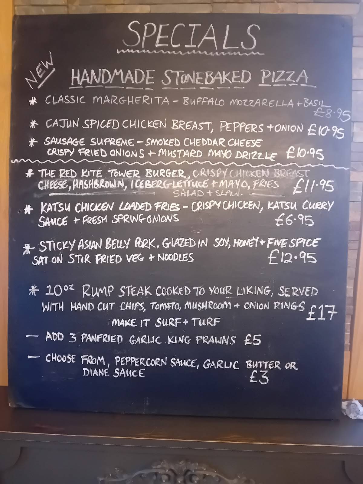 Menu at The Red Kite restaurant, Blaydon