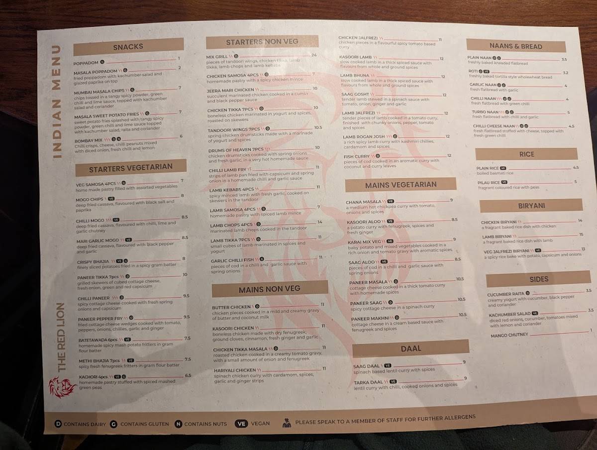 Menu at OYO The Red Lion Hotel pub & bar, Luton, 2 Castle St.
