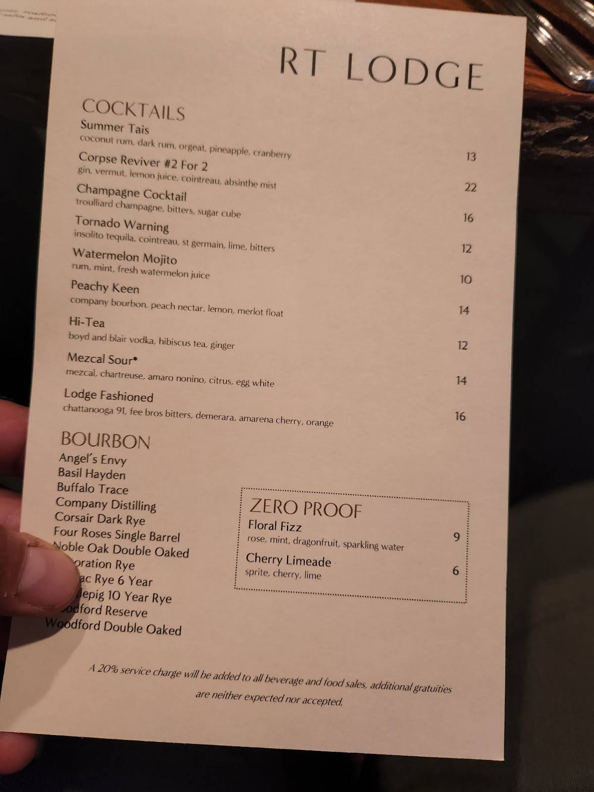 Menu at The Restaurant at RT Lodge, Maryville