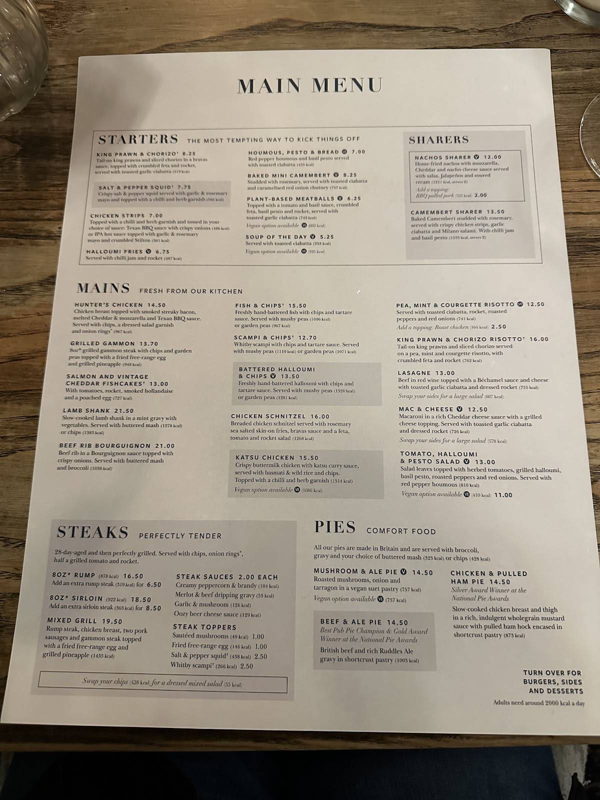 Menu at The Rising Sun pub & bar, Cheltenham