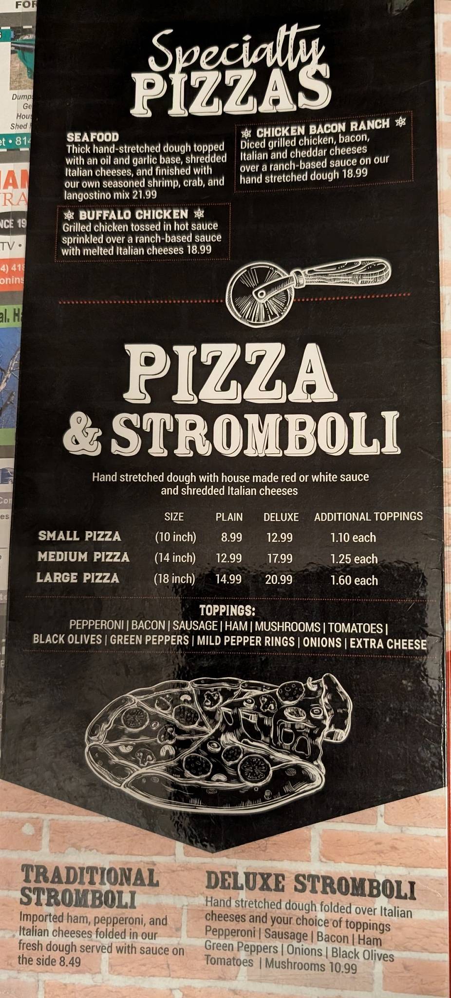 Menu at The Rosebud Bistro pizzeria, Johnstown