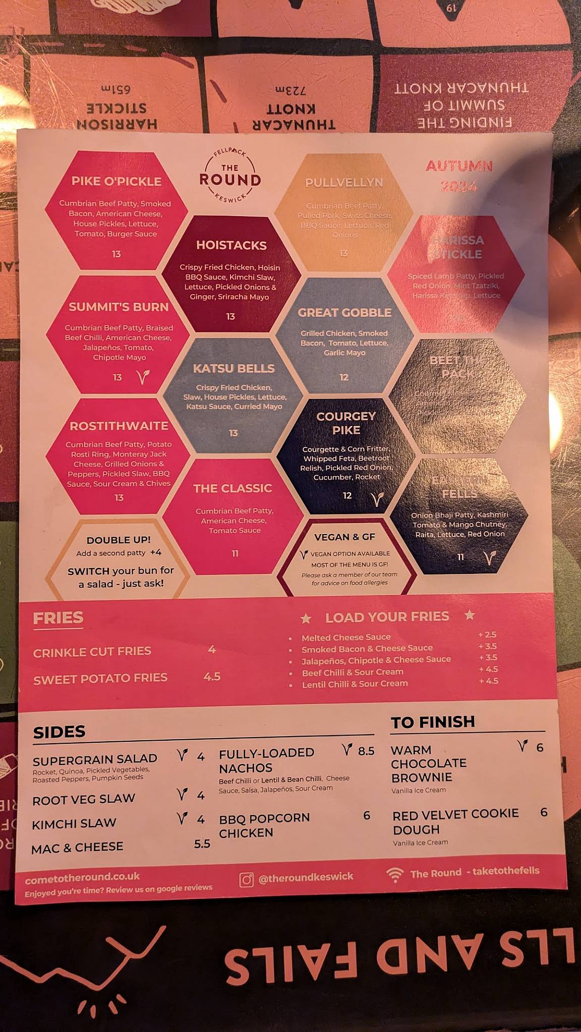 Menu at The Round restaurant, Keswick