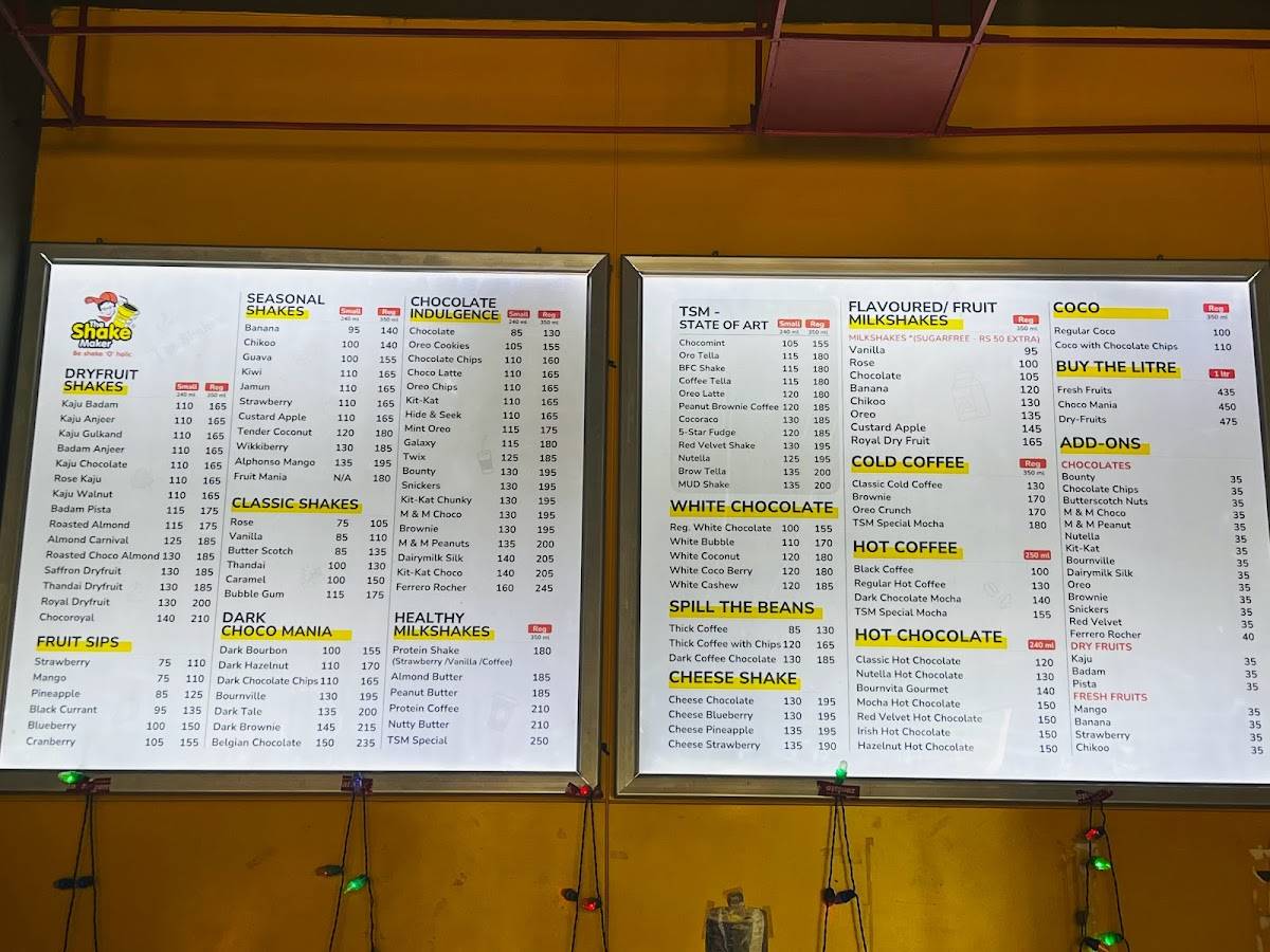 Menu at The Shake Maker, Chandkheda, Bhuj