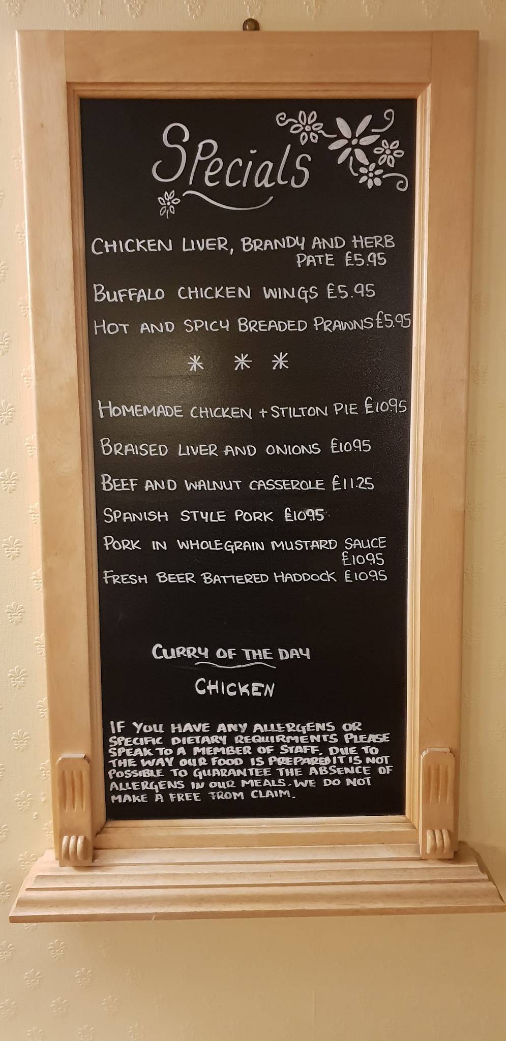 Menu at The Shoulder Of Mutton pub & bar, Ashbourne, Moor Ln