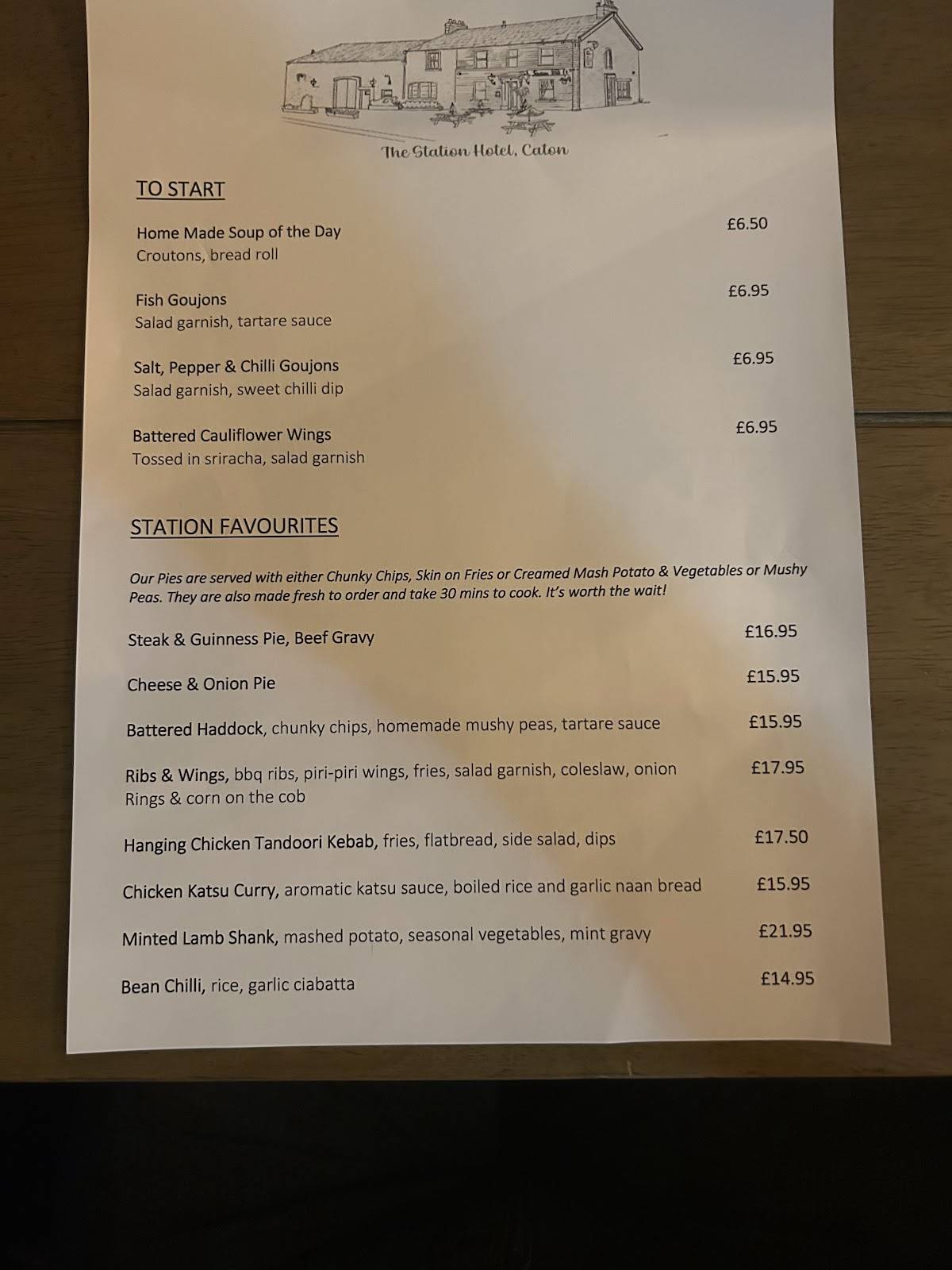 Menu at The Station Hotel pub & bar, Caton