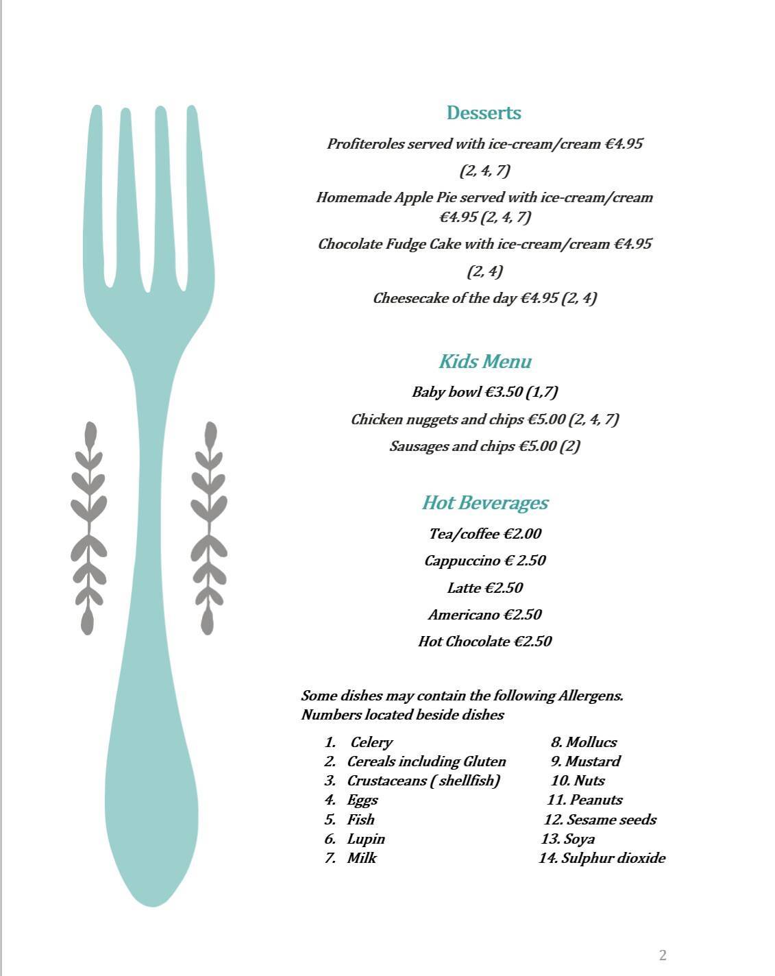 Carta de The Still Bar, Dromore West
