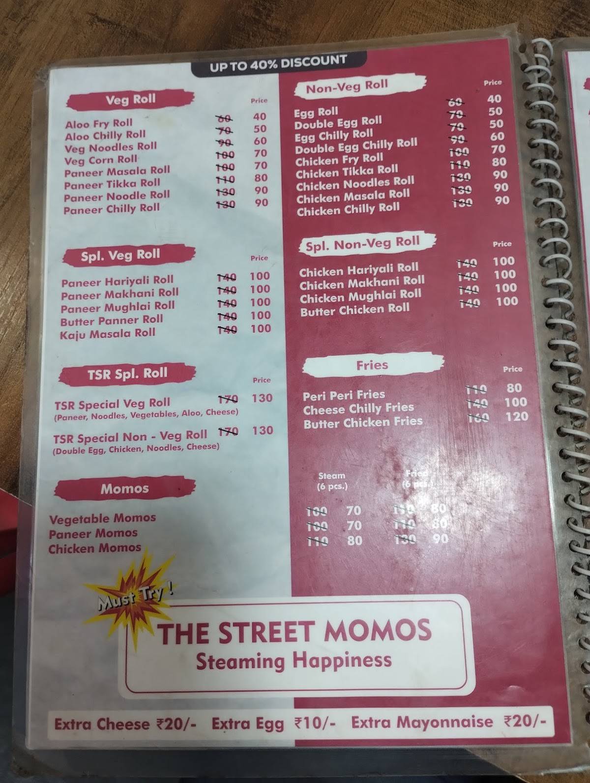 Menu at The Street Roll, Pune