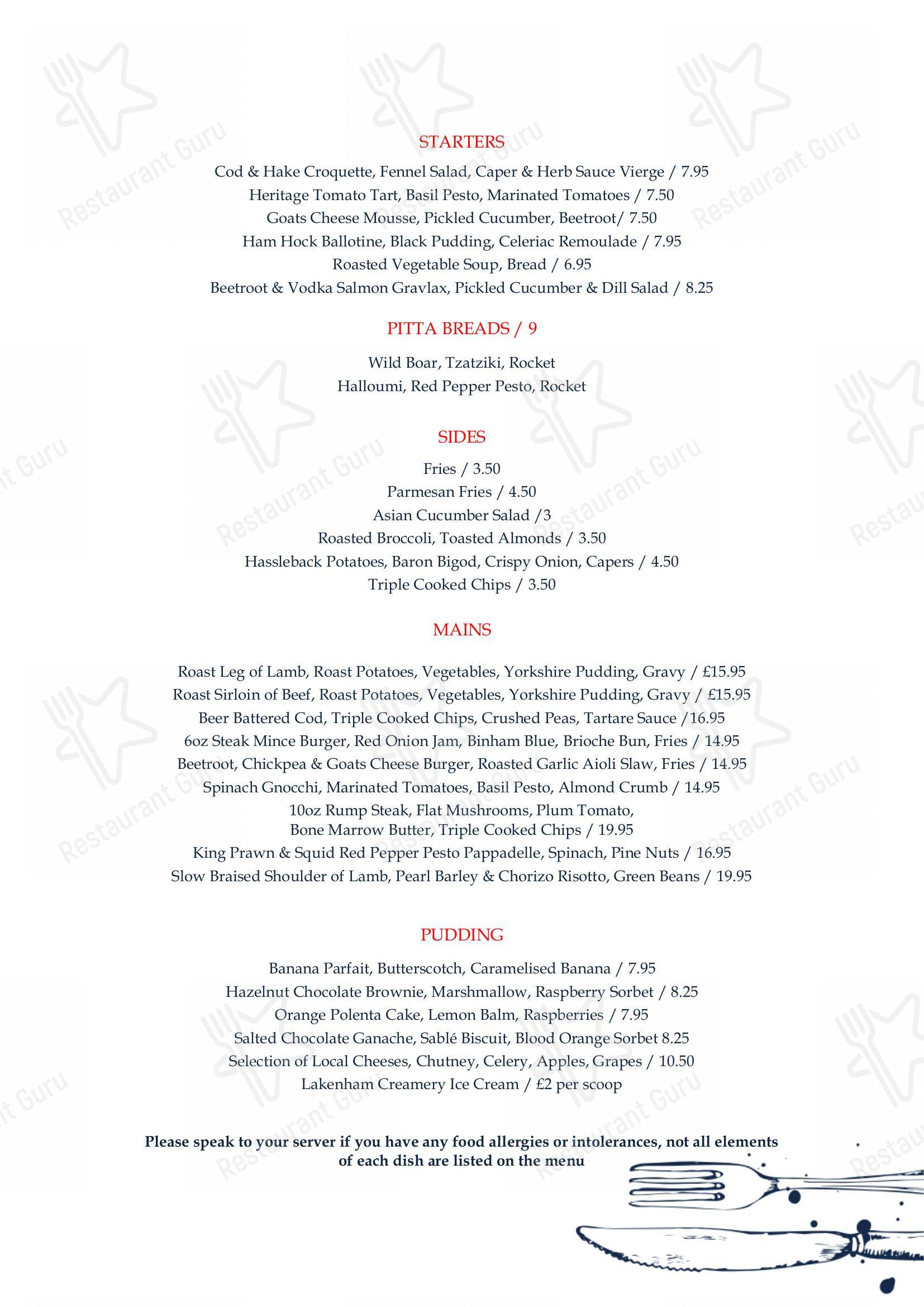 Menu at The Swan pub & bar, Loddon, 23 Church Cl