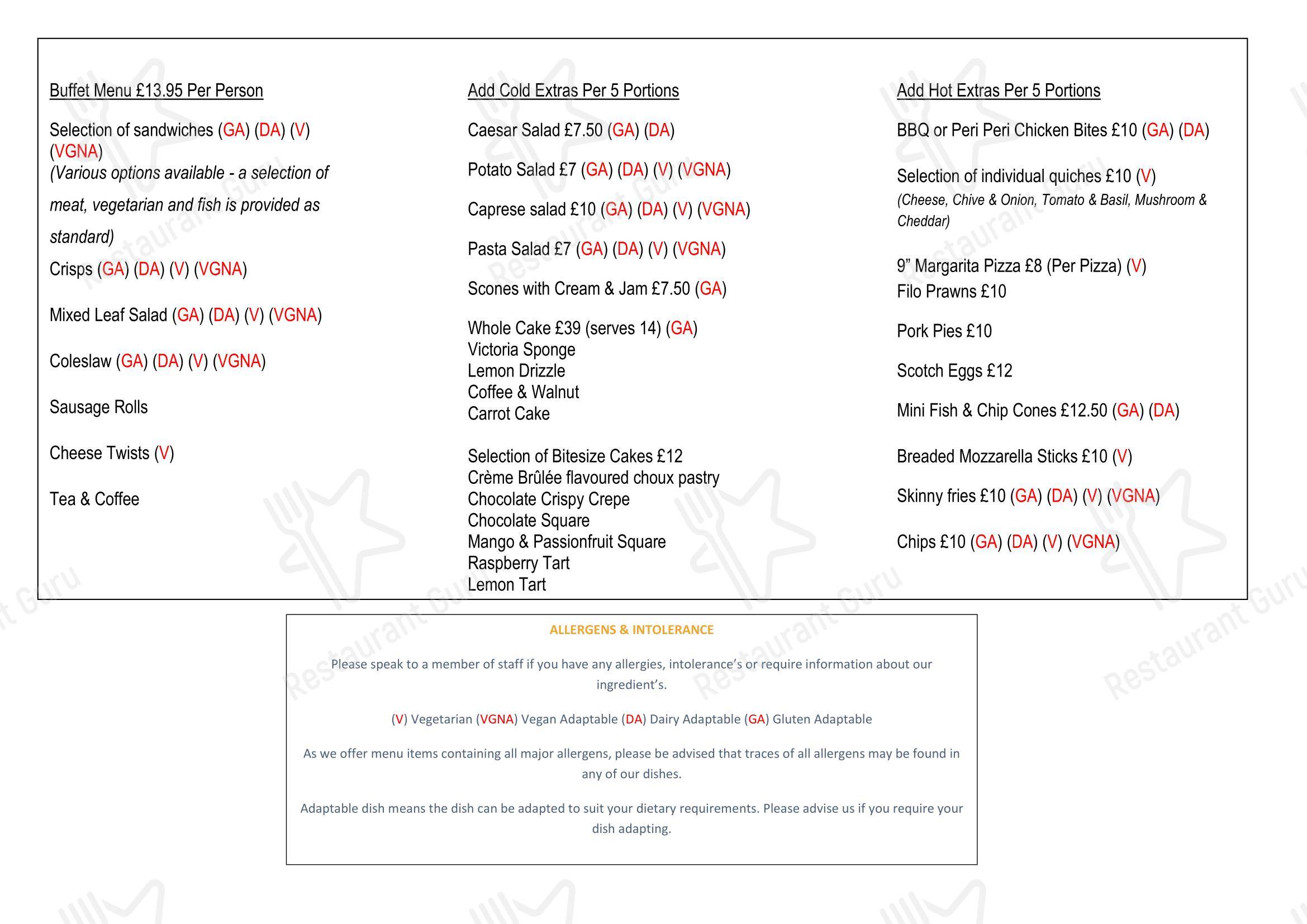 Menu at The Swan pub & bar, Ipswich, Westerfield Rd