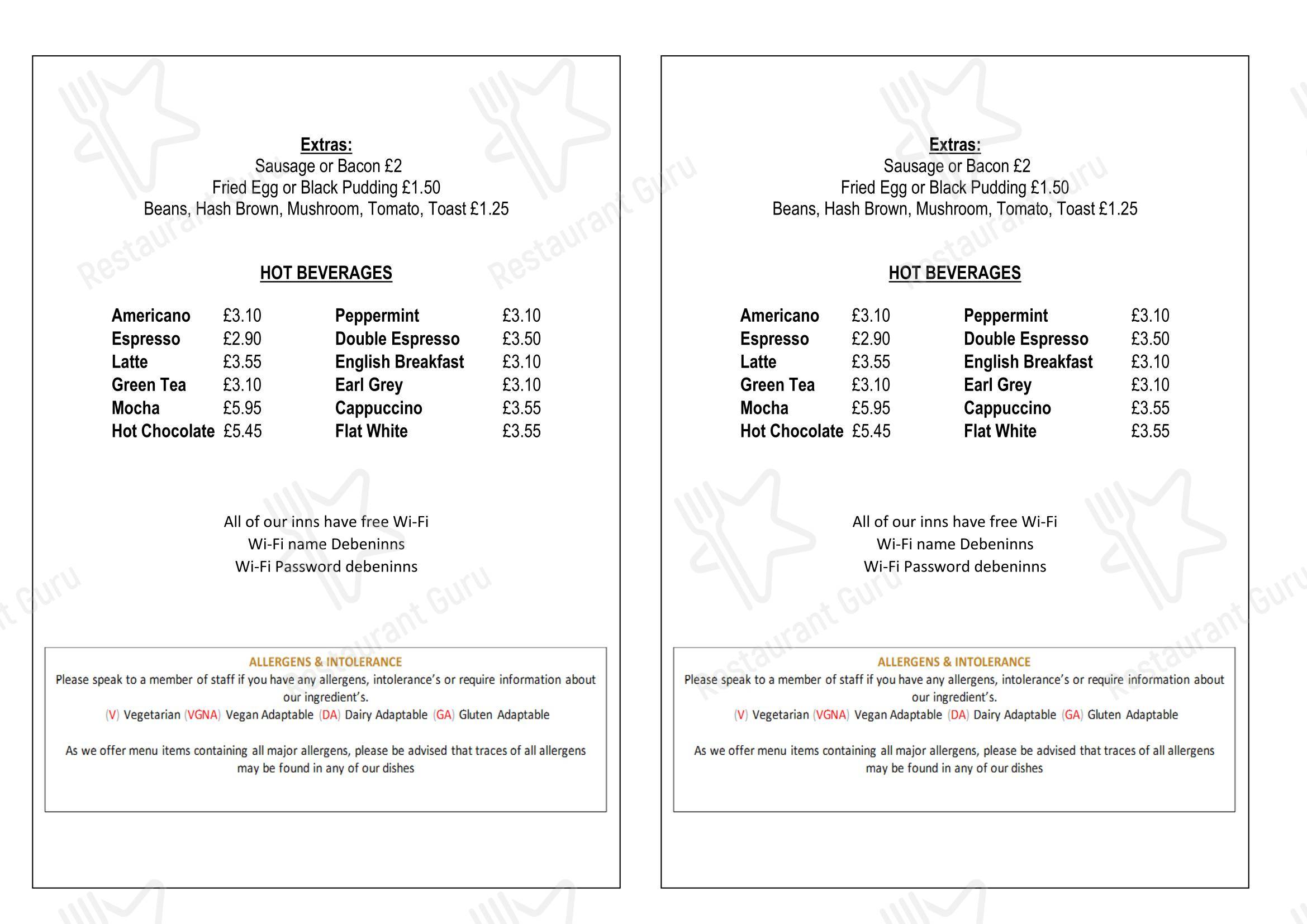 Menu at The Swan pub & bar, Ipswich, Westerfield Rd