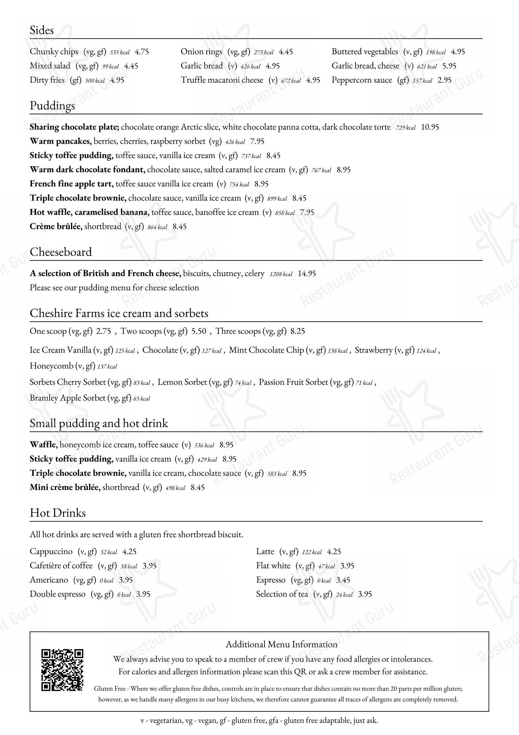 Menu at The Tally Ho pub & bar, Eversley