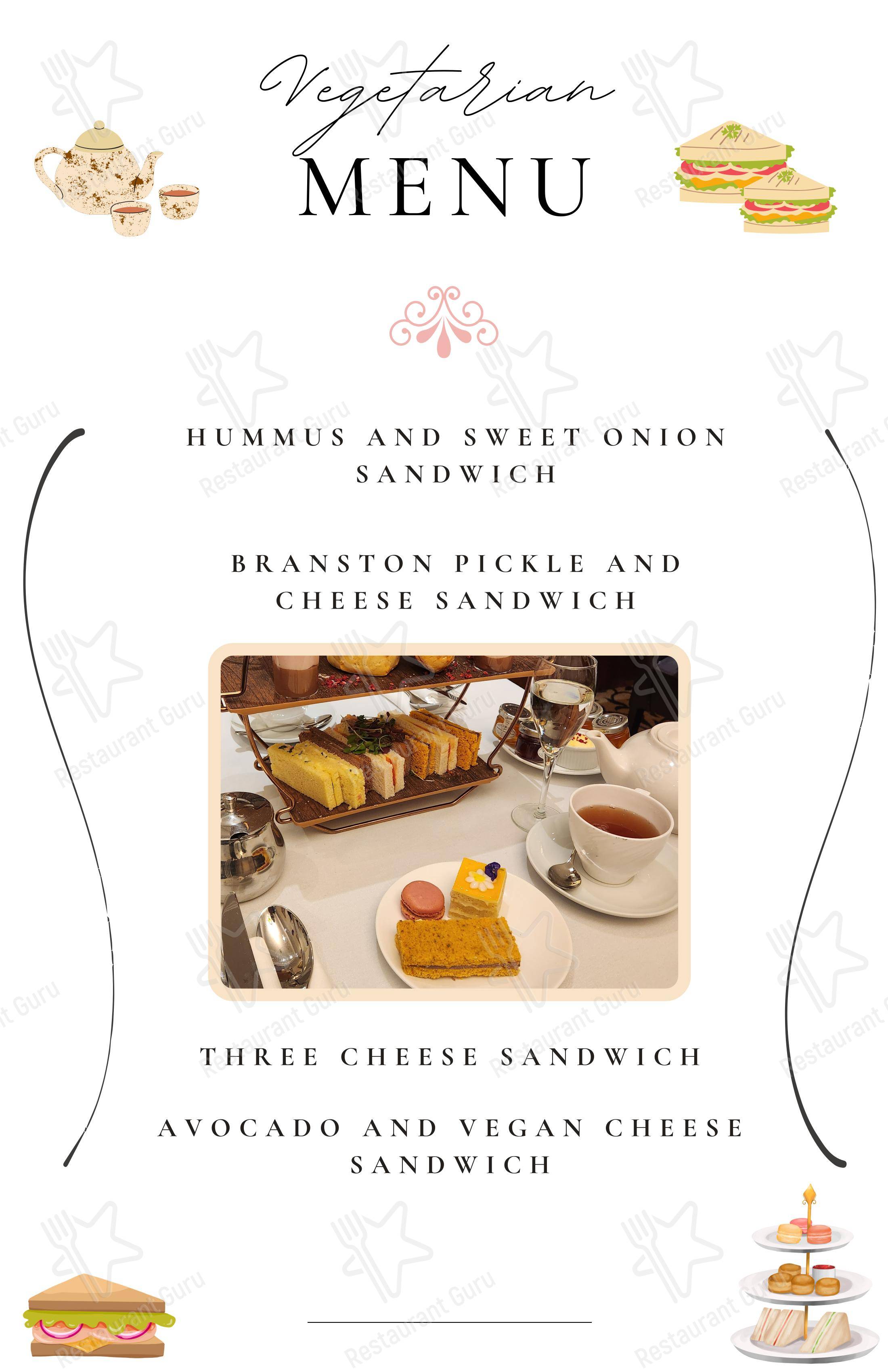 Menu at The Tara Tea Lounge restaurant, London