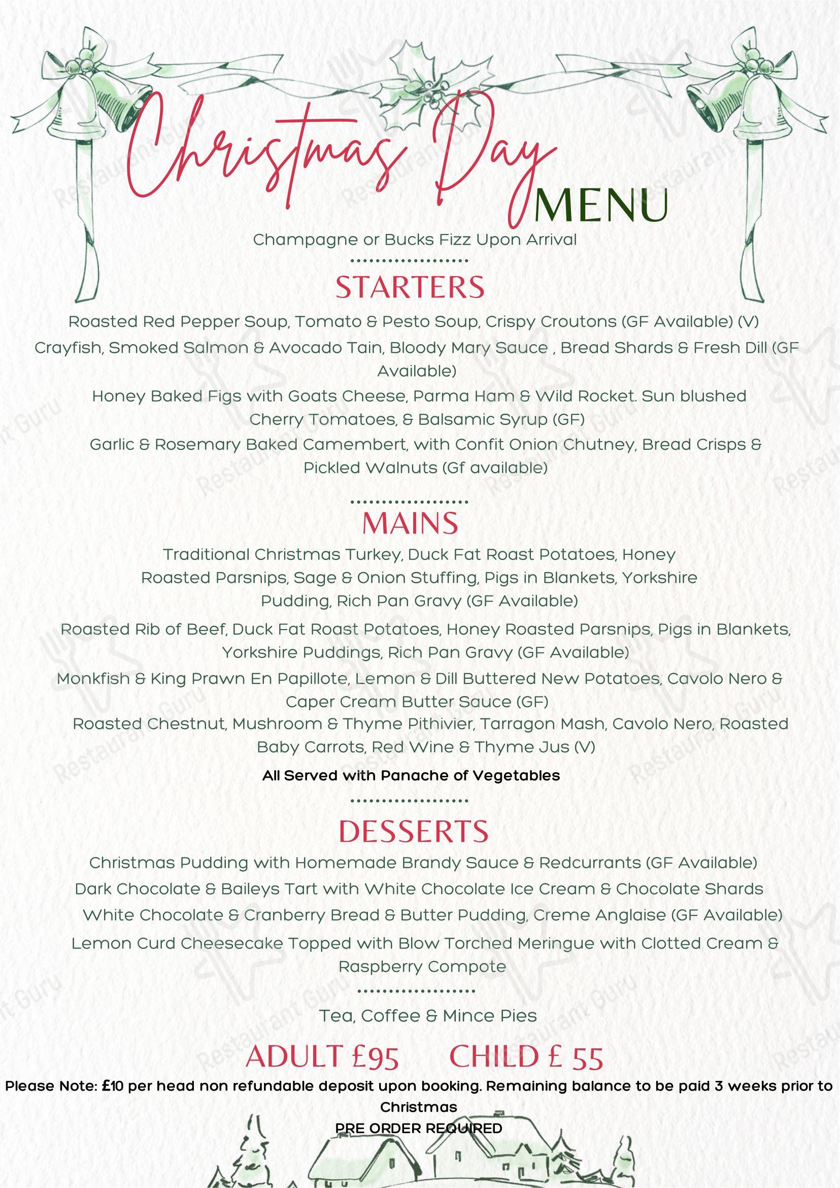 Menu at The Thatched Cottage Restaurant, Sutterton