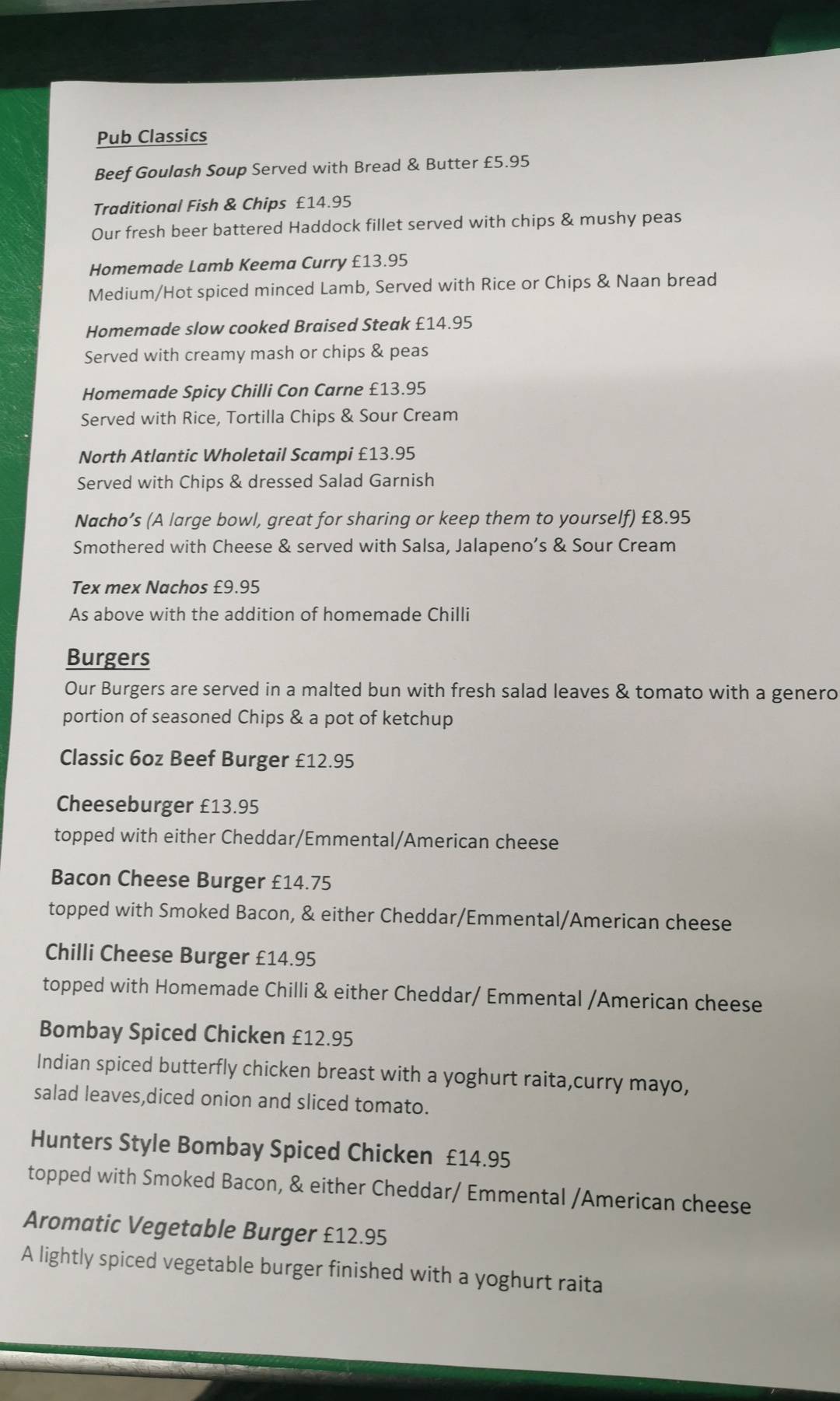 Menu at The Three Tuns pub & bar, York