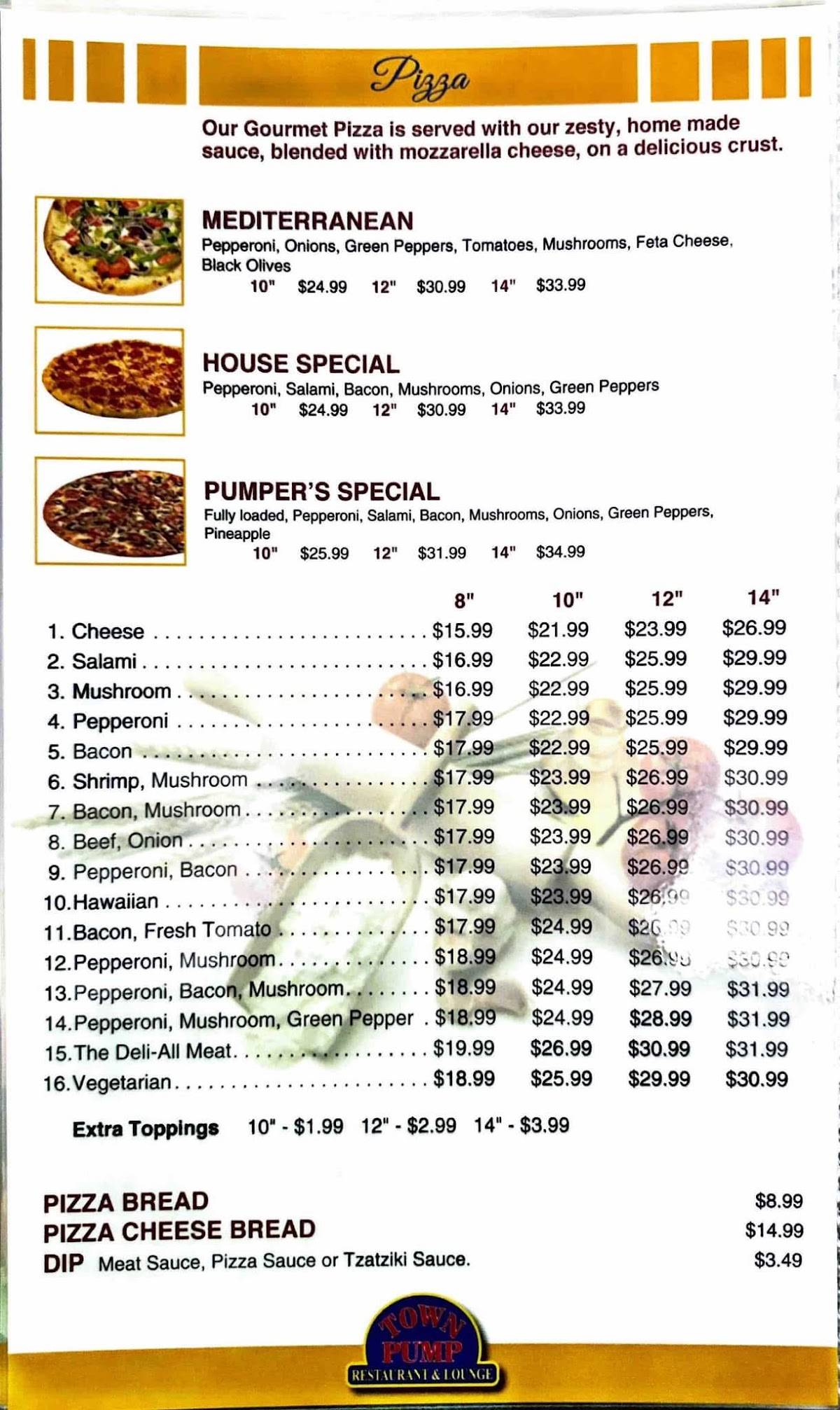 Menu at The Town Pump Restaurant and Lounge, Stettler, 50 Ave