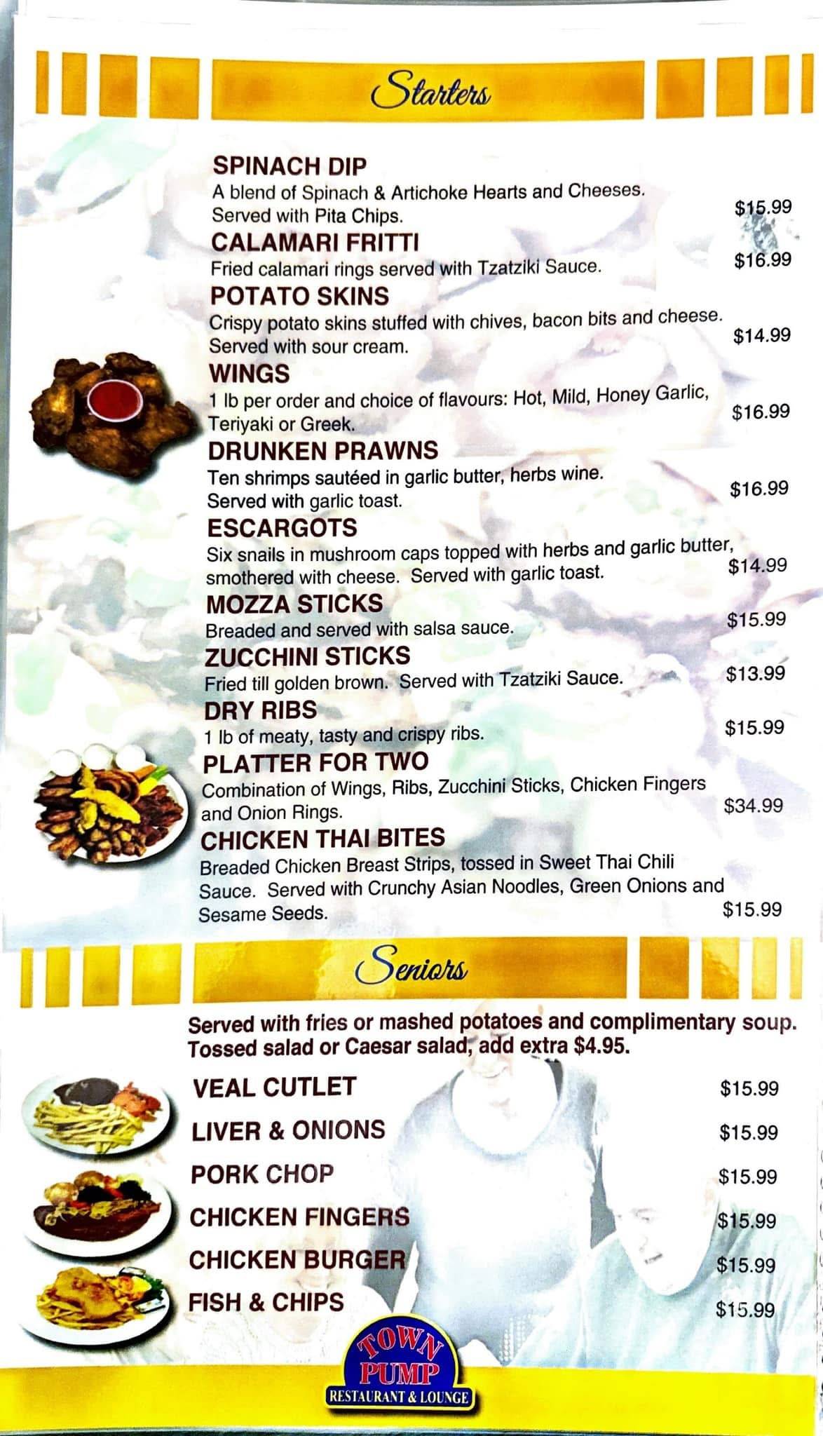 Menu at The Town Pump Restaurant and Lounge, Stettler, 50 Ave