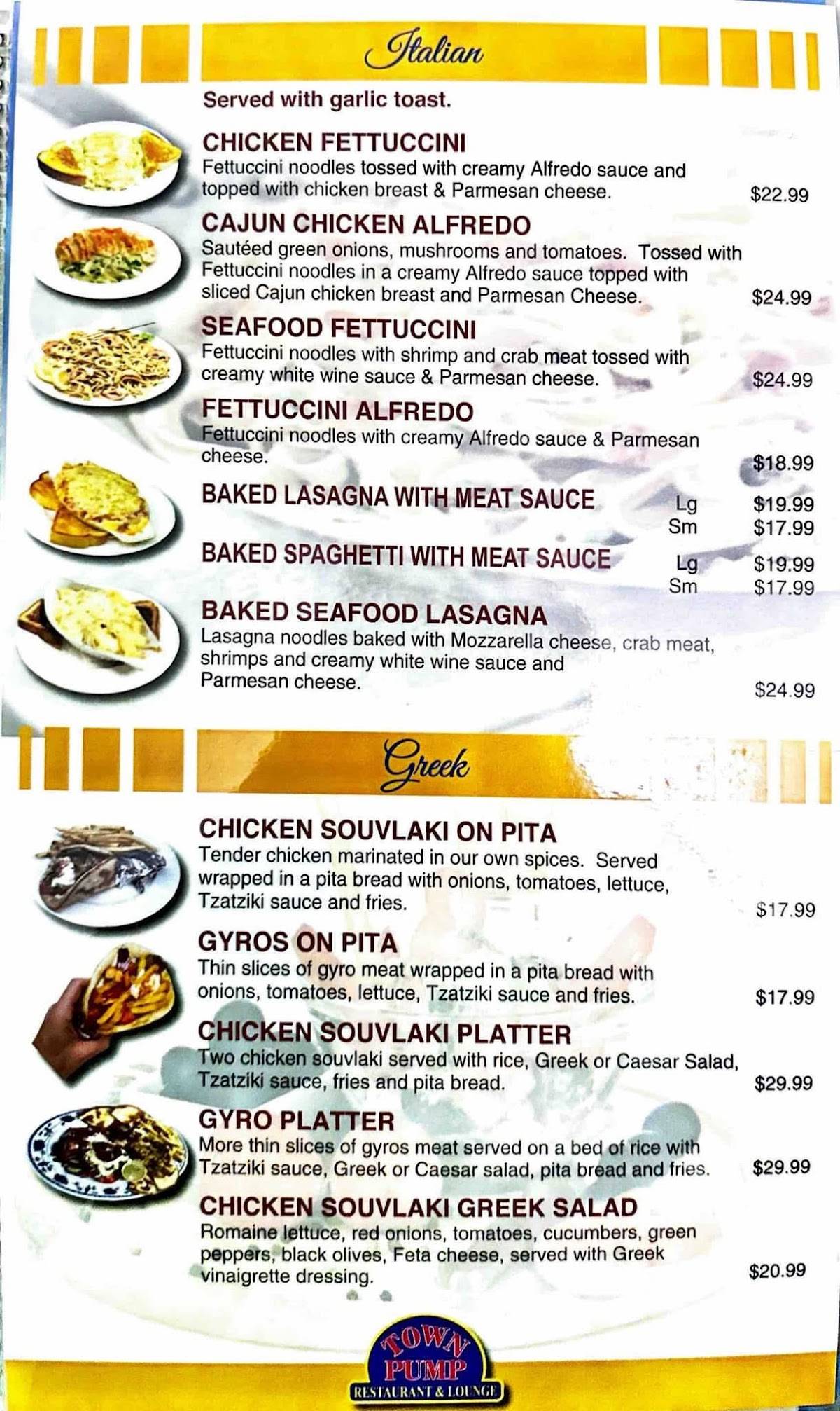 Menu at The Town Pump Restaurant and Lounge, Stettler, 50 Ave