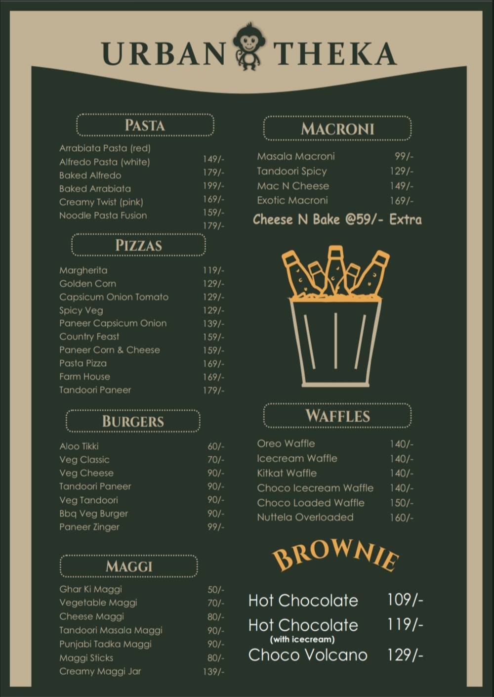 Menu at The Urban Theka Cafe, Udaipur