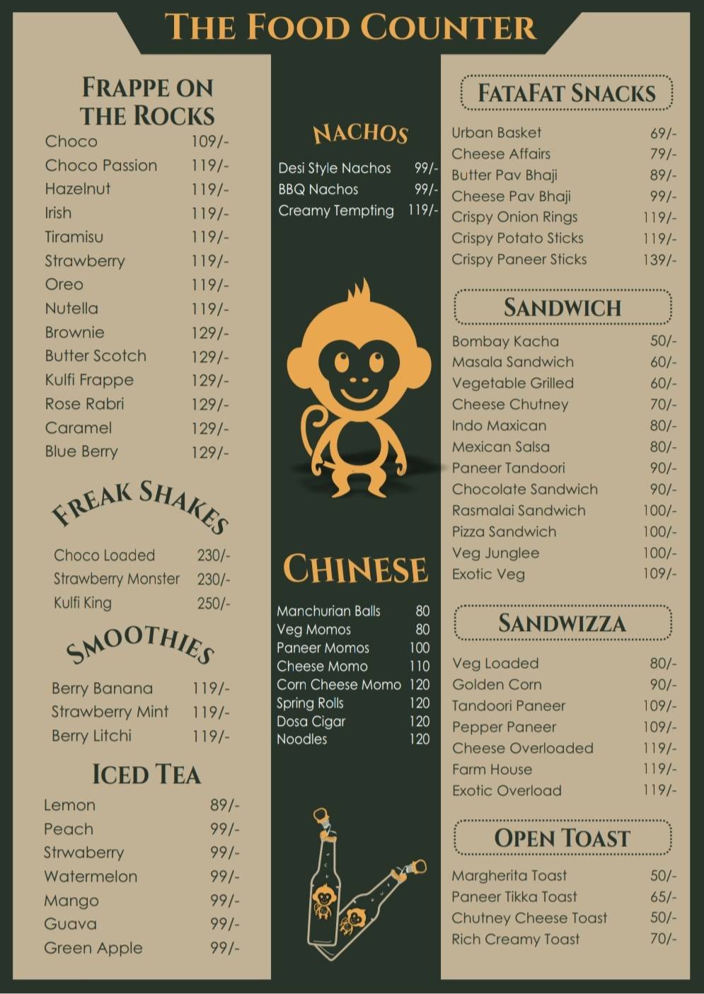 Menu at The Urban Theka Cafe, Udaipur