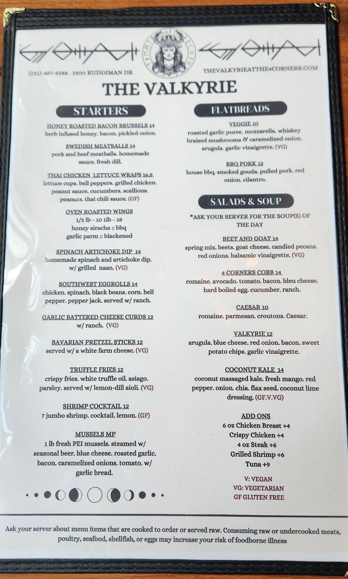 Menu at The Valkyrie @ The 4 Corners pub & bar, Muskegon, Ruddiman Dr