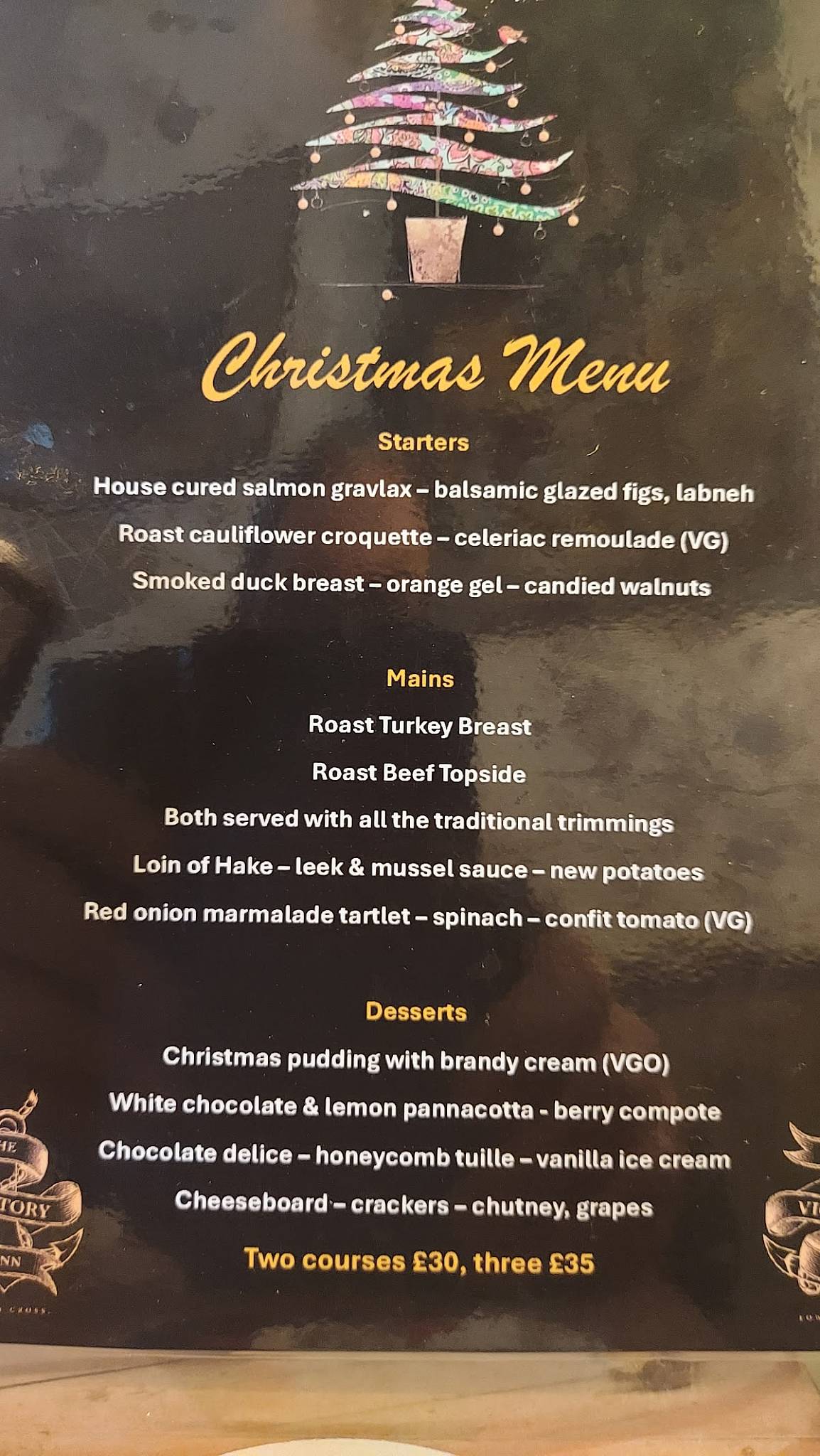 Menu at The Victory Inn pub & bar, Perranzabuloe, Towan Cross