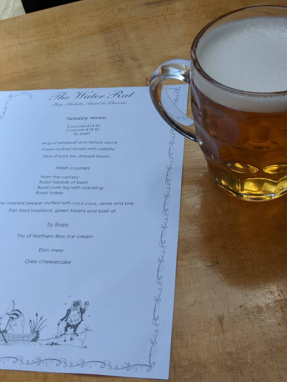 Menu at The Water Rat pub & bar, Ripon