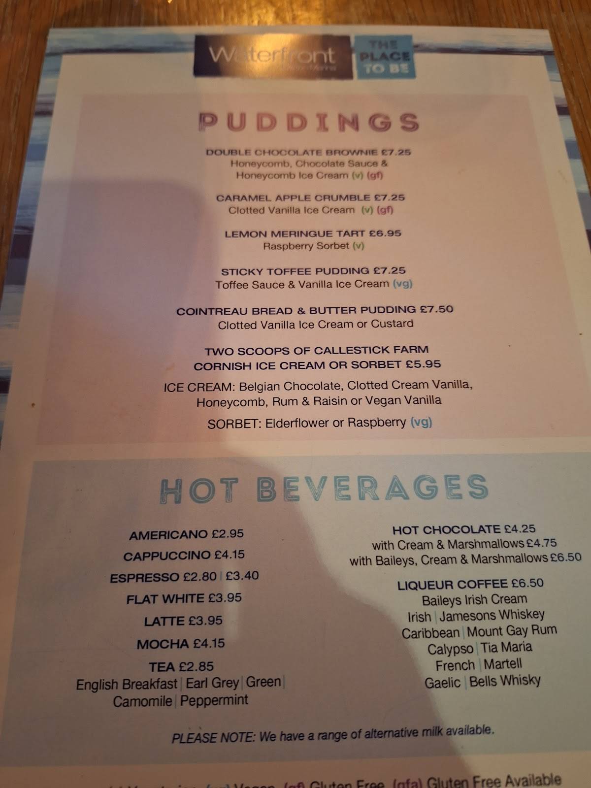 Menu at The Waterfront pub & bar, Burton upon Trent