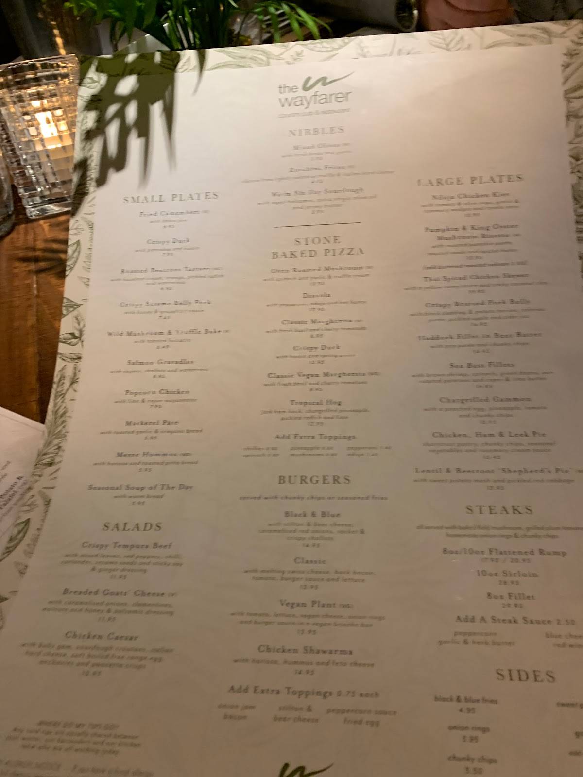 Menu at The Wayfarer pub & bar, Stone