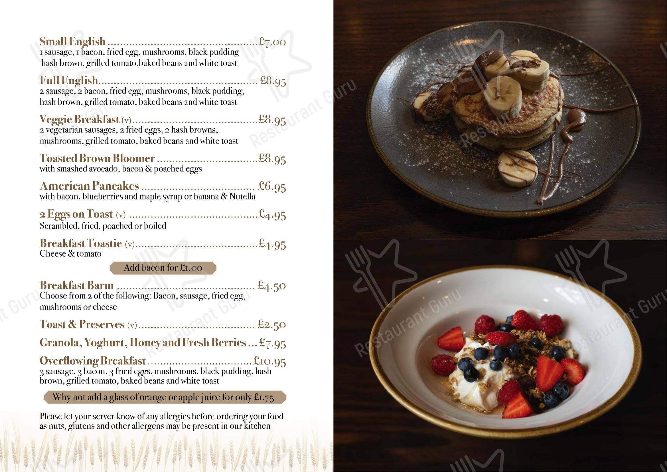 Menu at The Wheatsheaf pub & bar, Leyland