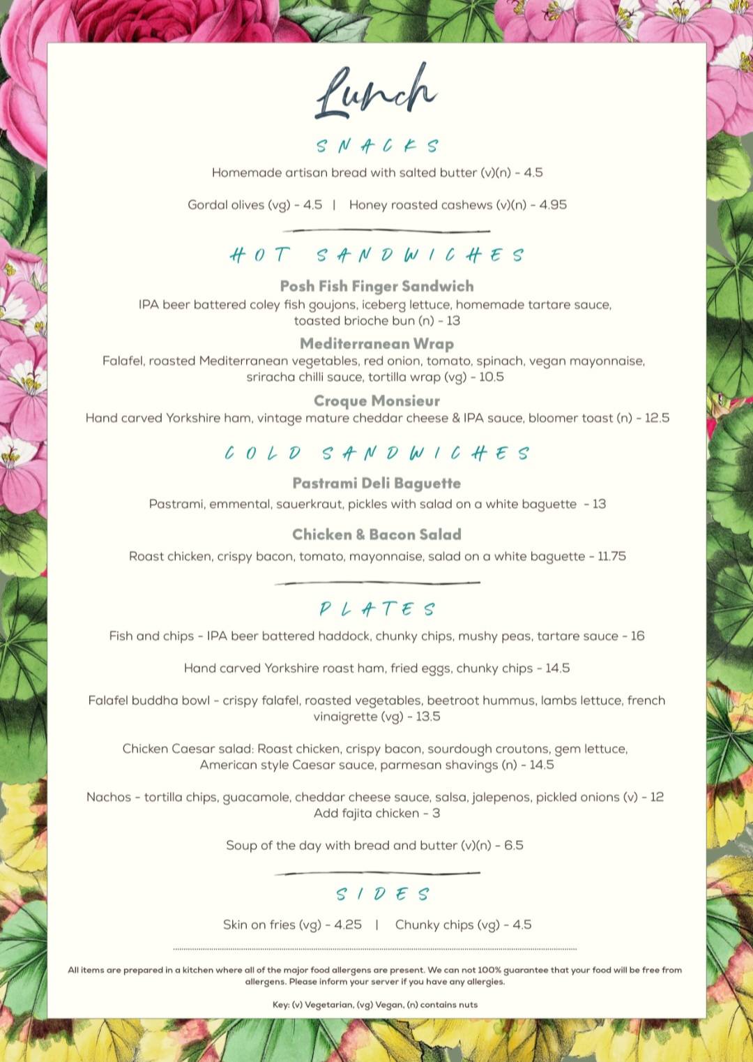 Menu at The Wheelbarrow, Liverpool, Greenbank Sports Academy