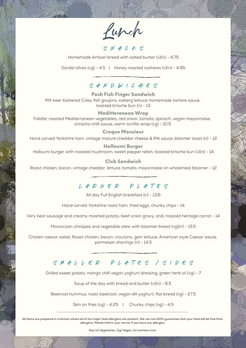 Menu at The Wheelbarrow, Liverpool, Greenbank Sports Academy
