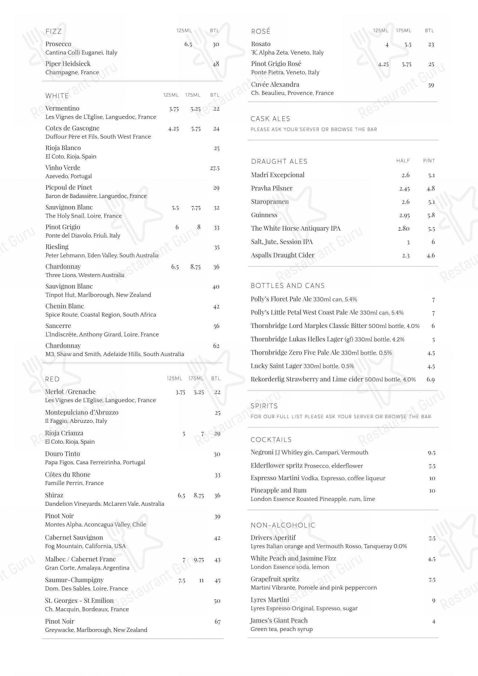 Menu at The White Horse in Churton pub & bar, Holt, Chester Rd