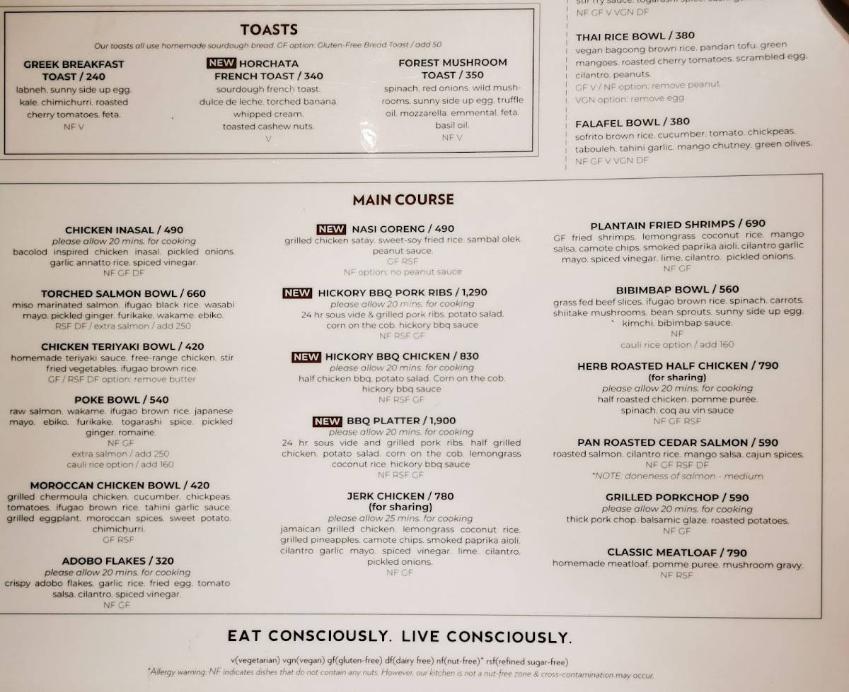 Menu at The Wholesome Table BGC restaurant, Taguig, Central Square
