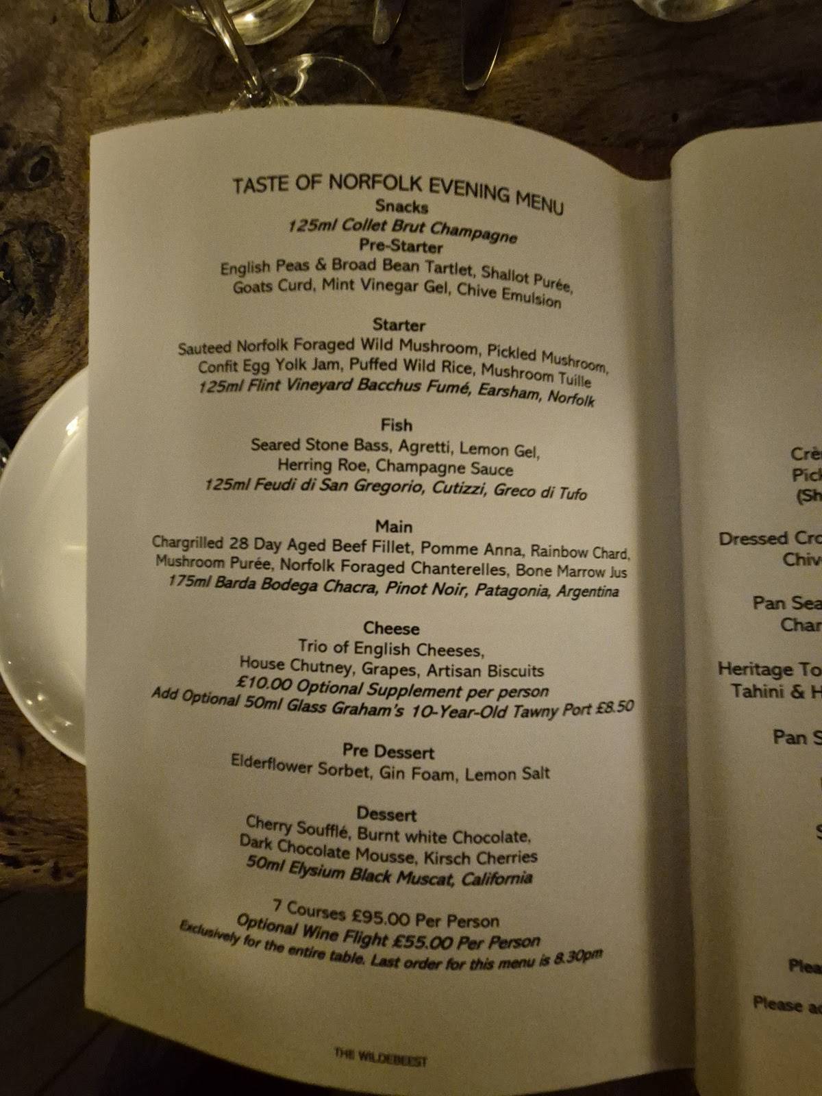 Menu at The Wildebeest pub & bar, Norwich