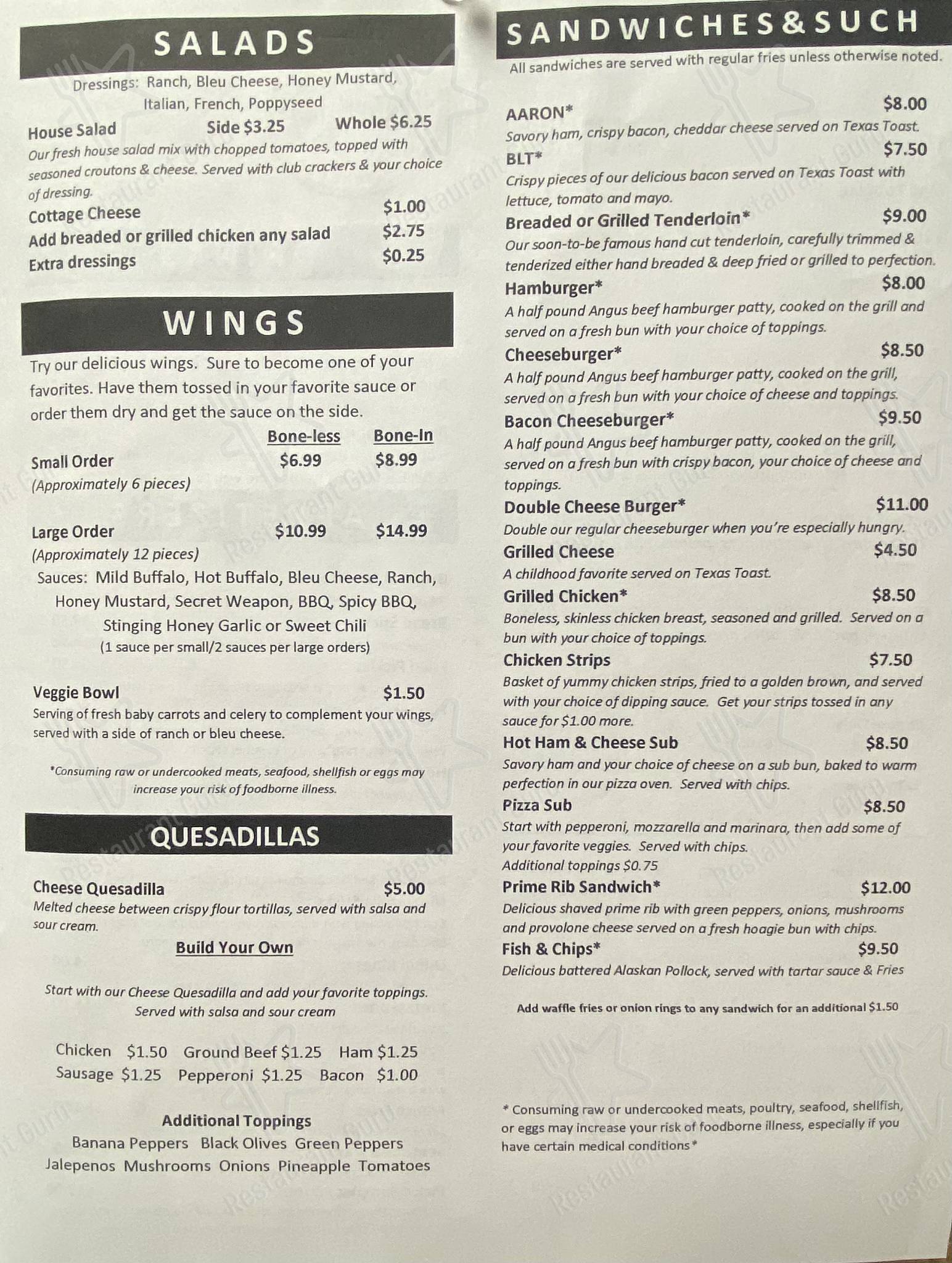 Menu at The Windmill Tavern pub & bar, Windfall