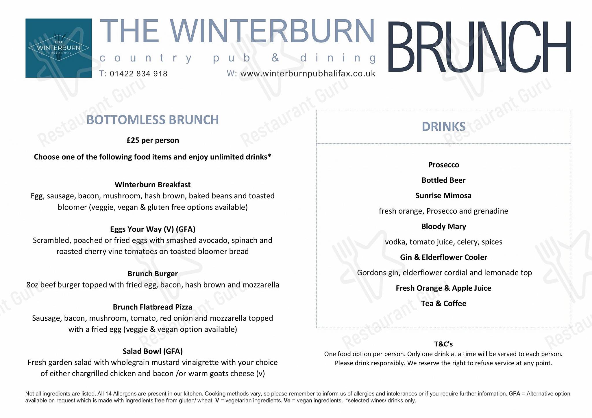 Menu at The Winterburn pub & bar, Halifax