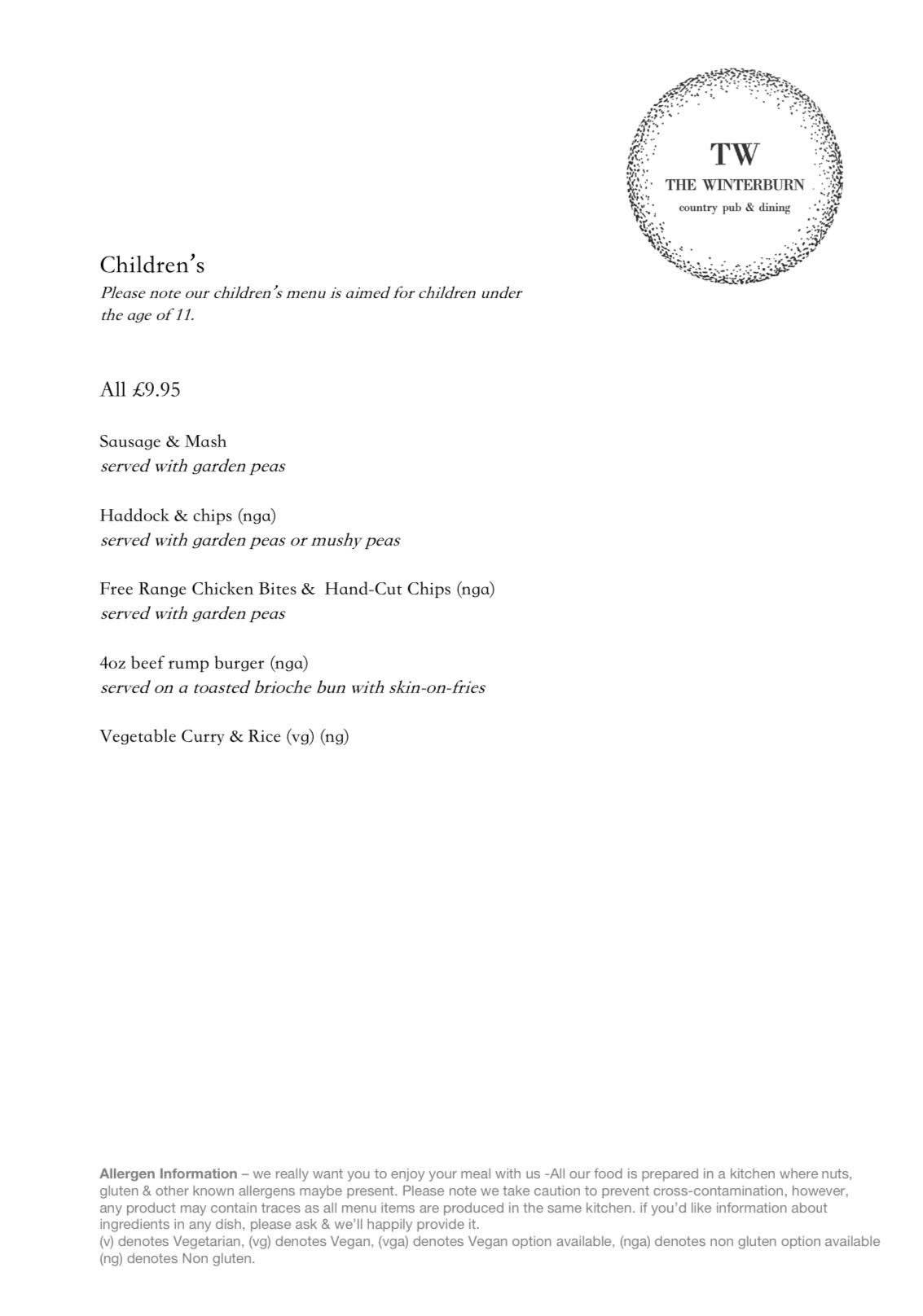 Menu at The Winterburn pub & bar, Halifax