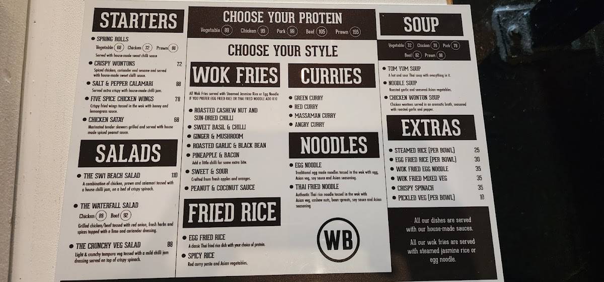 Menu at The Wok Box restaurant, Durban
