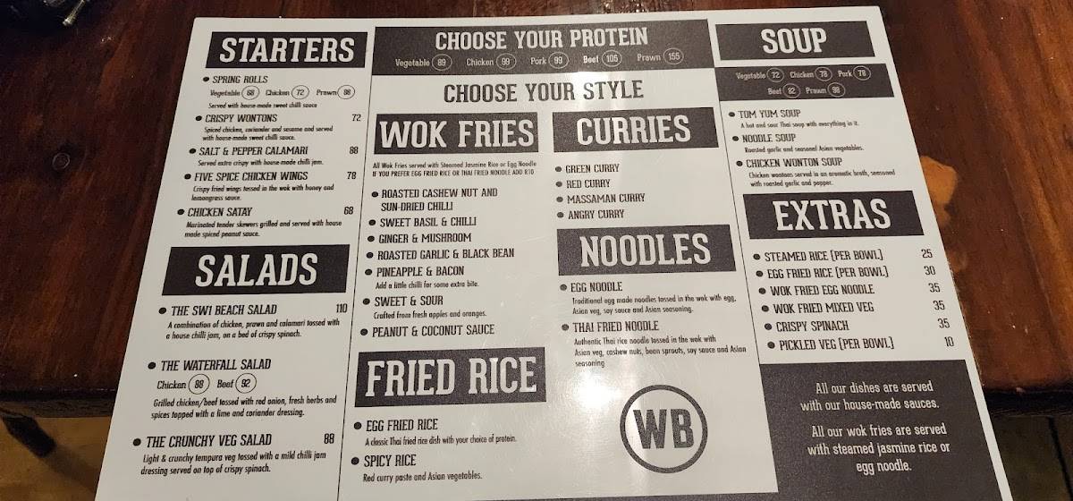 Menu at The Wok Box restaurant, Durban