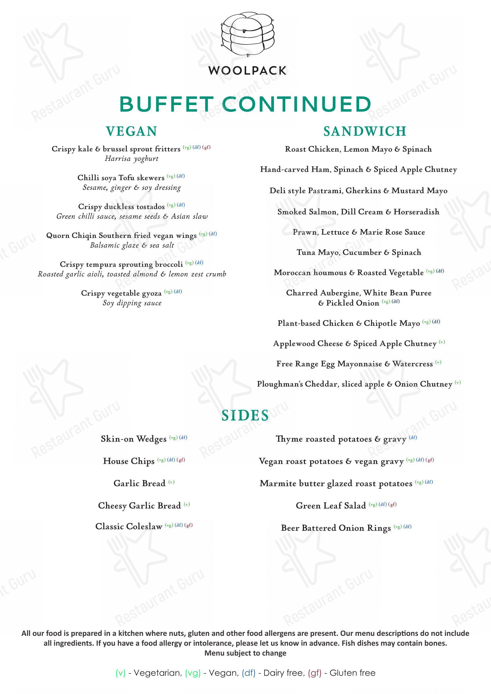 Menu at The Woolpack pub & bar, Banstead, 186 High St