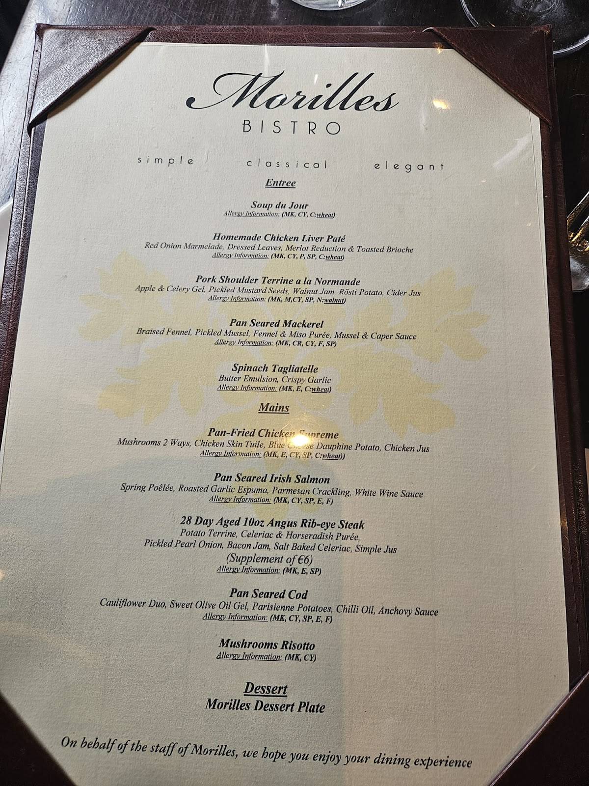 Menu at The Yellow House pub & bar, Dublin