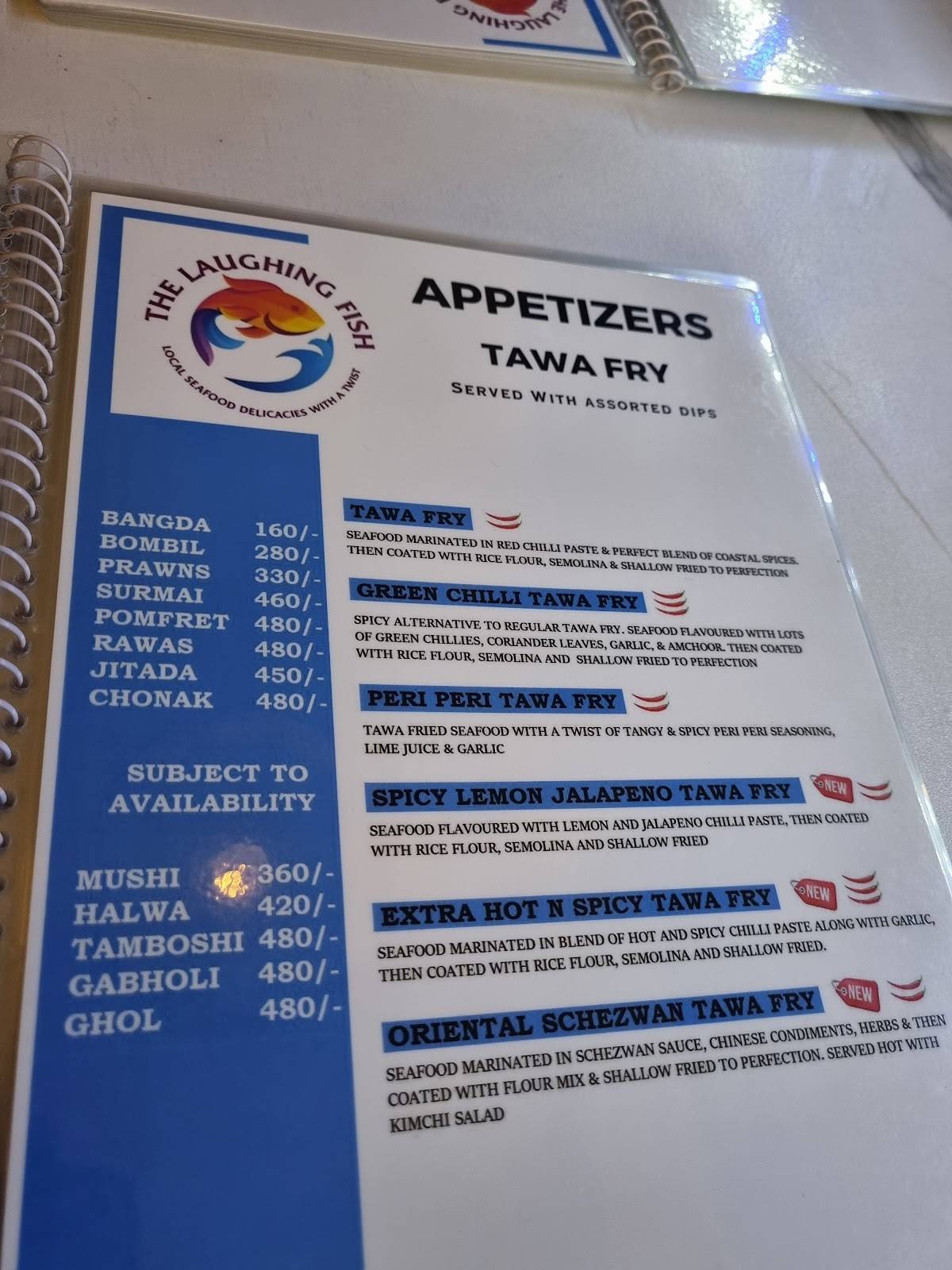 Menu at The laughing fish, Navi Mumbai