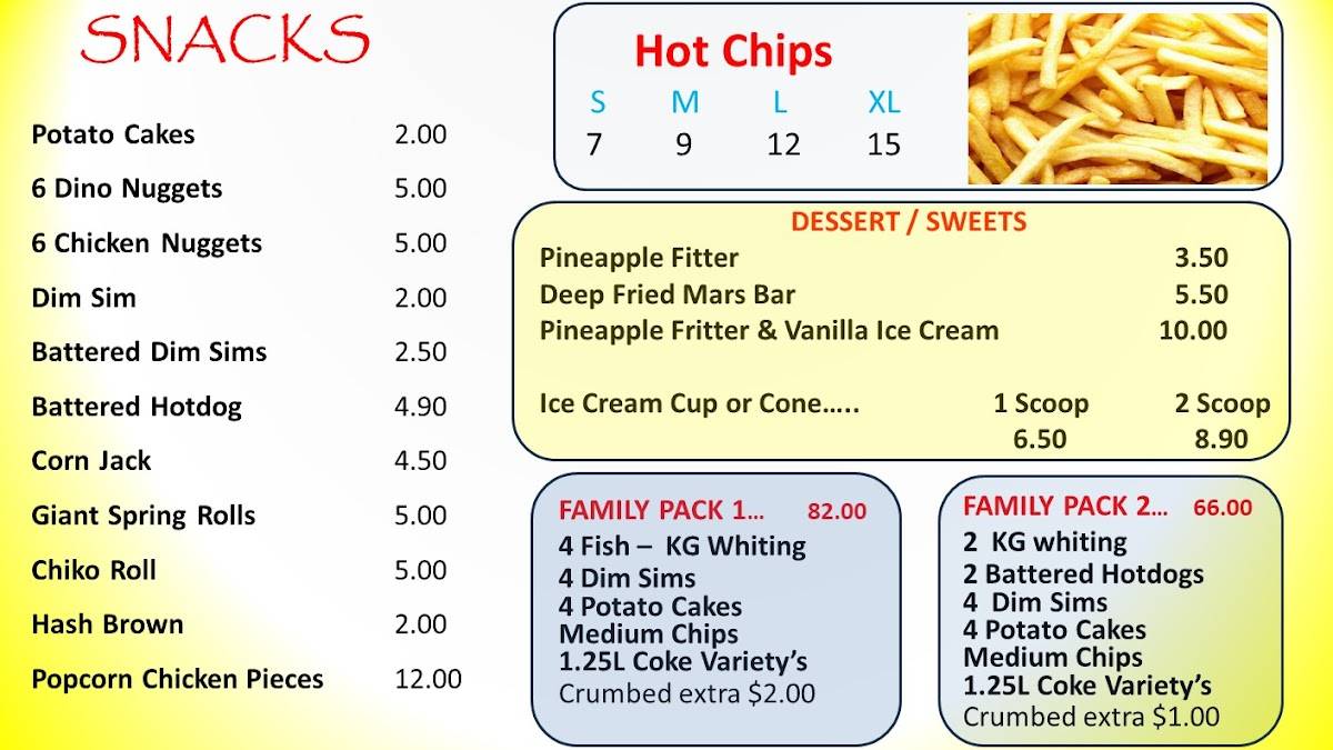 Menu at The salty camel, Cowell