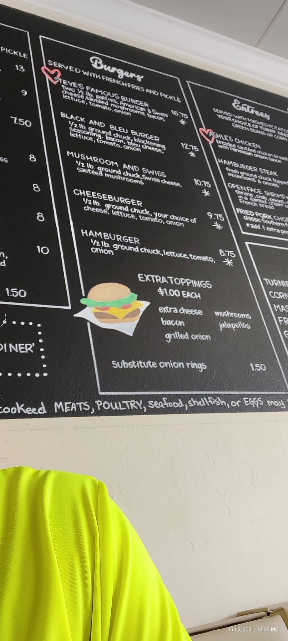 Menu at The ugly Diner restaurant, Gulf Shores
